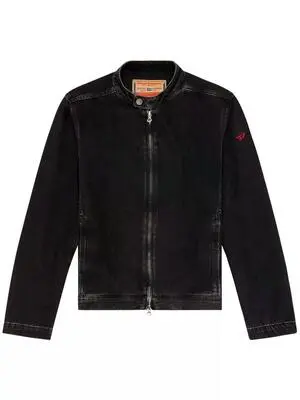 DIESEL® D-glory Embroidered Denim Moto Jacket - Black