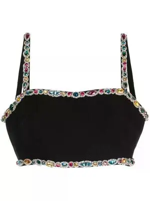 Zuhair Murad Embellished Cady Cropped Top - Black