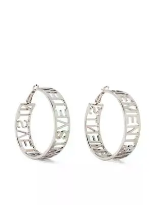 Vetements Logo Lettering Detail Hoop Earrings - Silver