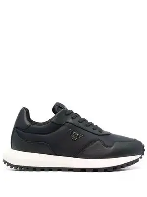 Emporio Armani Logo-appliqué Panelled Sneakers - Blue