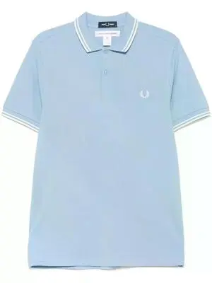 Comme Des Garçons X Fred Perry Striped-trim Polo Shirt Blue