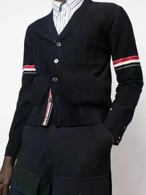 Thom Browne Rwb Stripe V-neck Cardigan