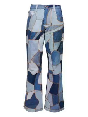 EARTHLING VIP Patchwork Flare Jeans - Blue