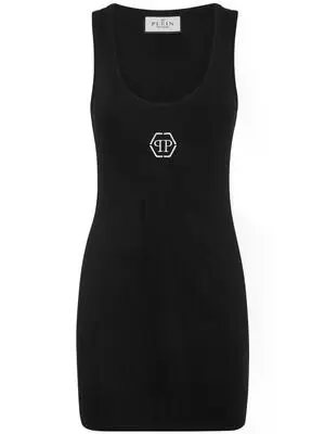 Philipp Plein Logo-embroidered Tank Dress - Black