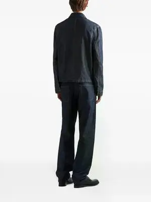 Prada Cotton Chambray Shirt Jacket With Enamel Triangle Logo