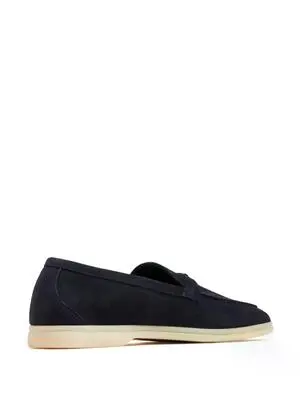 SCAROSSO Leandra Suede Loafers With Tassel Detail - Blue