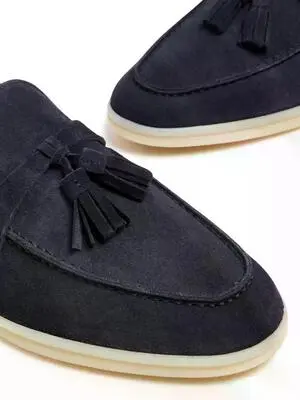 SCAROSSO Leandra Suede Loafers With Tassel Detail - Blue