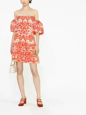Borgo De Nor Ziggy Off-shoulder Floral-print Dress - Red