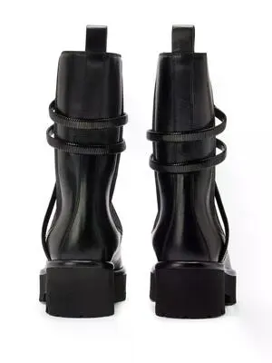 Rene Caovilla Juniper Leather Boots With Crystal Embellishment - Black