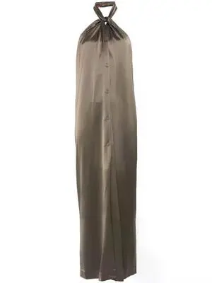 Nanushka Elima Satin Halterneck Maxi Dress - Brown