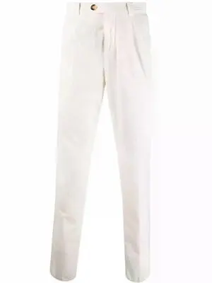 Brunello Cucinelli Pleated Cotton Trousers - Neutrals