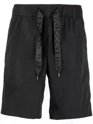 PORTS V Logo Detail Drawstring Track Shorts - Black
