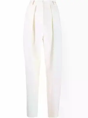 Magda Butrym White Silk Blend Tapered High-waisted Trousers - Neutrals