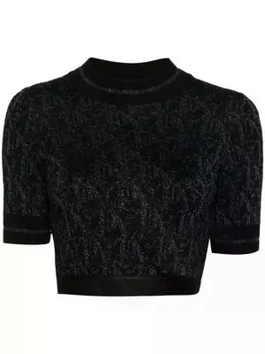Palm Angels Monogram Jacquard Knitted Cropped Top