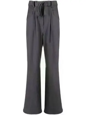 Goen.j Charcoal Cotton Drawstring Straight-leg Trousers