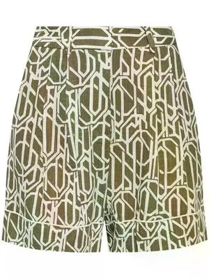 Diane Von Furstenberg Abstract Pattern Linen Shorts