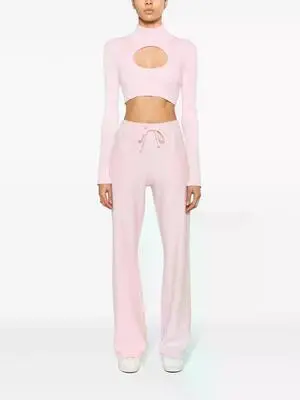 Versace Flared Wool-cashmere Blend Trousers - Pink