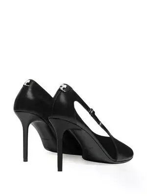 COURREGES 100mm Oblique Leather Pumps - Black