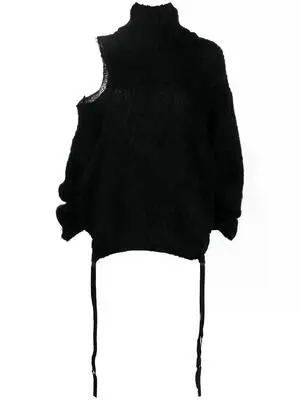 ANDREĀDAMO Cut-out Detail Roll-neck Jumper - Black