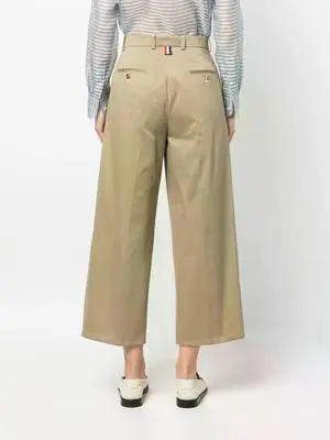 Thom Browne Pleated Cropped Wide Leg Trousers