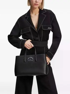 Karl Lagerfeld Rue St-guillaume Logo Plaque Tote Bag - Black