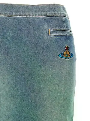 VIVIENNE WESTWOOD Denim Skirt With Orb Logo Embroidery