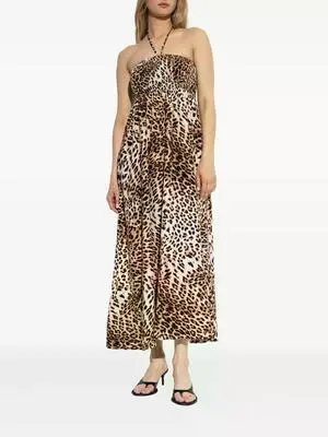 GESTUZ Leopard Print Halterneck Maxi Dress