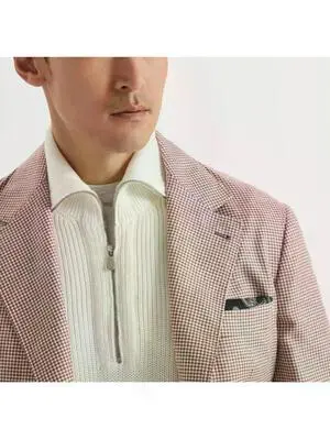 Brunello Cucinelli Houndstooth-pattern Blazer - Red