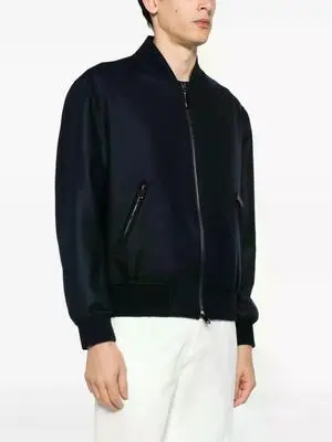 Brioni Brushed-effect Twill Bomber Jacket - Blue
