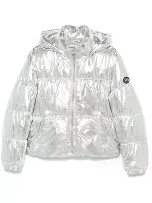 Michael Kors Metallic Quilted Puffer Jacket - Silver