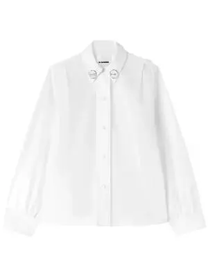 JIL SANDER Detachable Jewel Clip Cotton Shirt