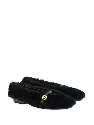 FERRAGAMO Fluffy Ballerina Flats With Logo Buckle