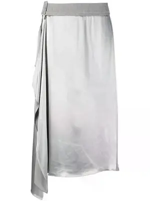 Fendi Satin-finish Midi Skirt With Belted Waist And Ruffle Detailing