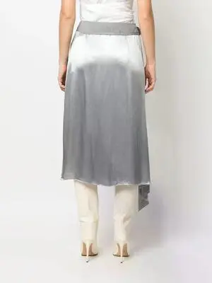 Fendi Satin-finish Midi Skirt With Belted Waist And Ruffle Detailing