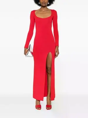 ANA RADU Knitted Maxi Dress With Thigh-high Slit - Red