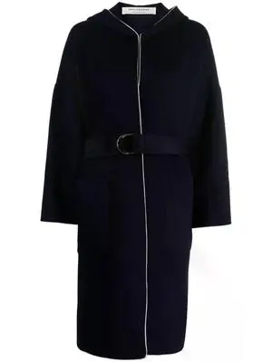 Philosophy Di Lorenzo Serafini Hooded Belted Wool Coat - Blue