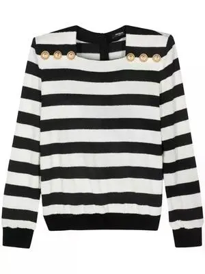 Balmain Striped Jumper With Embossed Buttons