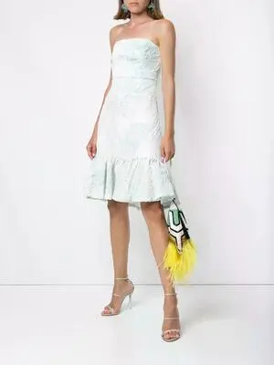 BAMBAH Floral Strapless Ruffled Hem Dress