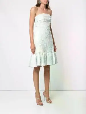 BAMBAH Floral Strapless Ruffled Hem Dress