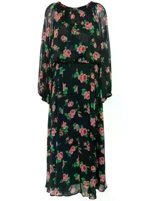 ROTATE BY BIRGER CHRISTENSEN Floral-print Chiffon Maxi Dress - Blue