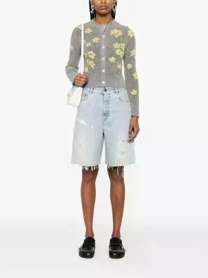 GOLDEN GOOSE Light Wash Distressed Denim Shorts