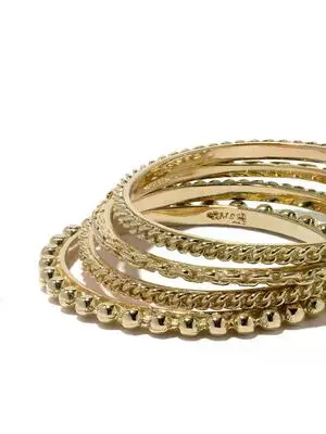 WOUTERS & HENDRIX 18kt Gold Four Ring Set With Chain Texture