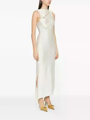 Coperni Sleeveless Asymmetrical Flower Detail Maxi Dress - White