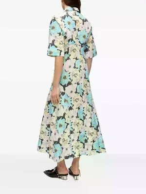 GANNI Printed Maxi Shirt Dress