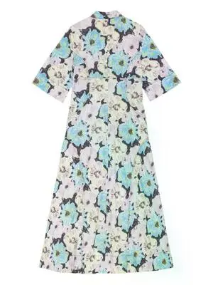 GANNI Printed Maxi Shirt Dress