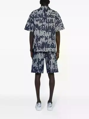 Alexander McQueen Graffiti-print Denim Shorts - Blue