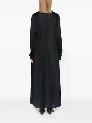 Fabiana Filippi Silk Maxi Dress With Mock Neck And Draped Detailing