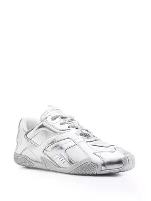 Versace Versace Galaxia Metallic Lace-Up Sneakers Silver