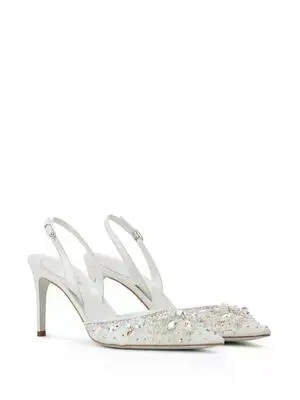 Rene Caovilla Embellished Leather Slingback Pumps