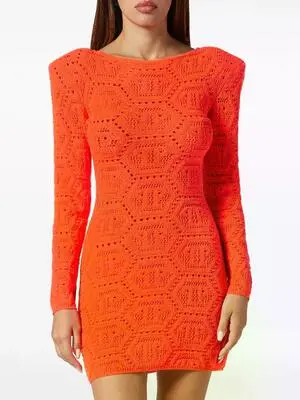 Philipp Plein Monogram Intarsia Mini Dress - Orange